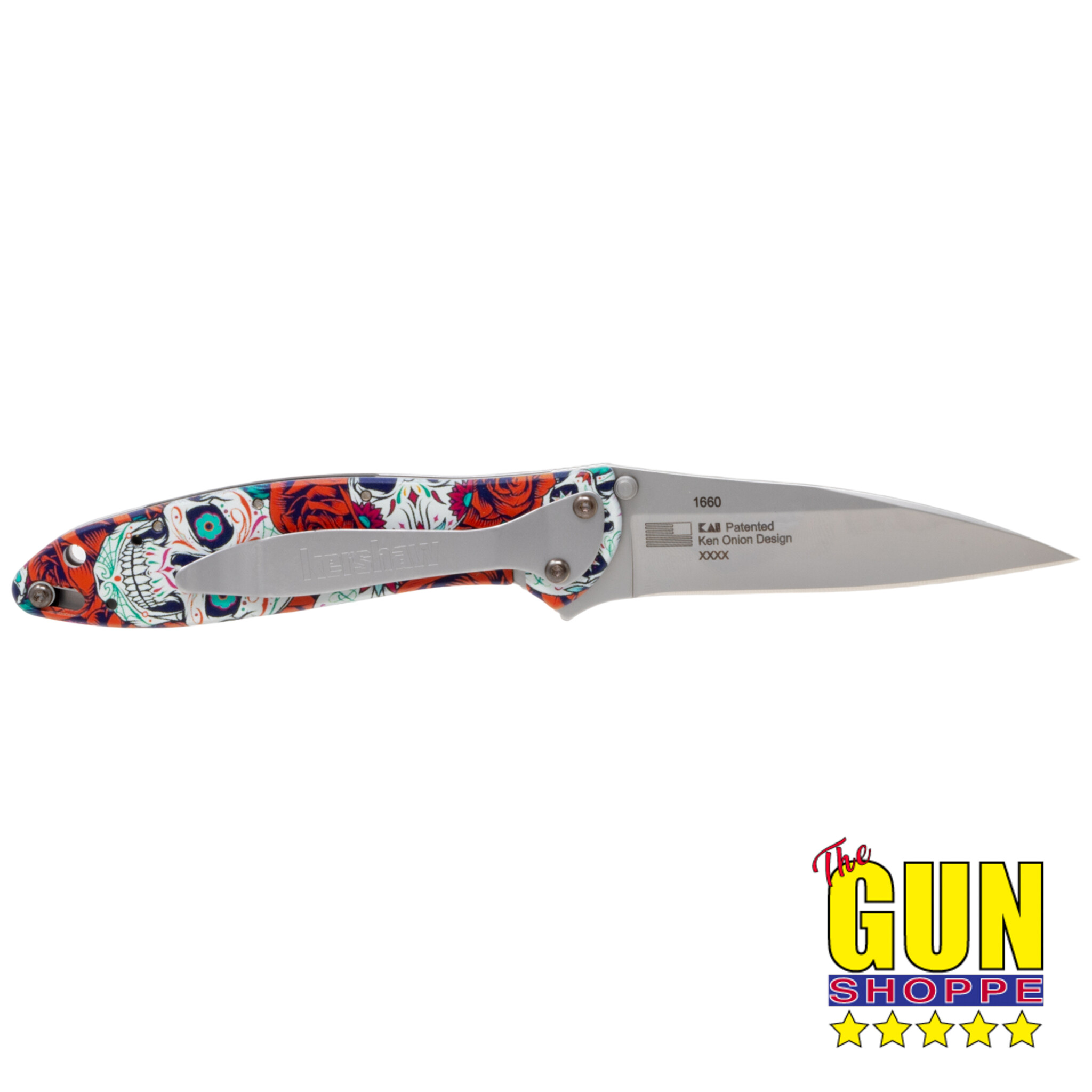 Kershaw Leek with Sugar Skull & Roses | Custom Knives - The Gun Shoppe ...