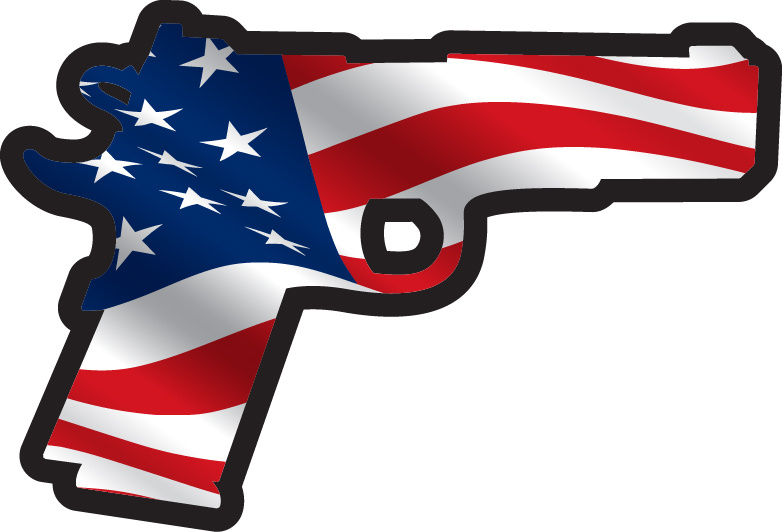 American Flag Handgun Decal – 5" Indoor/Outdoor Patriotic Sticke - The ...