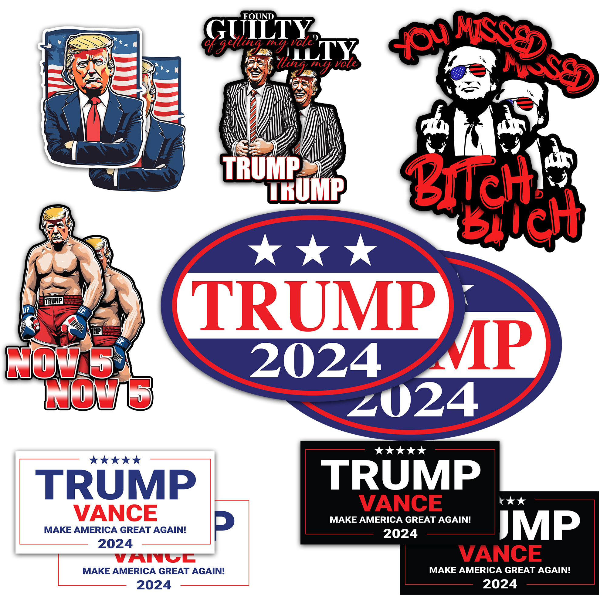 Limited-Time Trump and Vance 2024 Sticker Pack - 14 Exclusive Decals ...