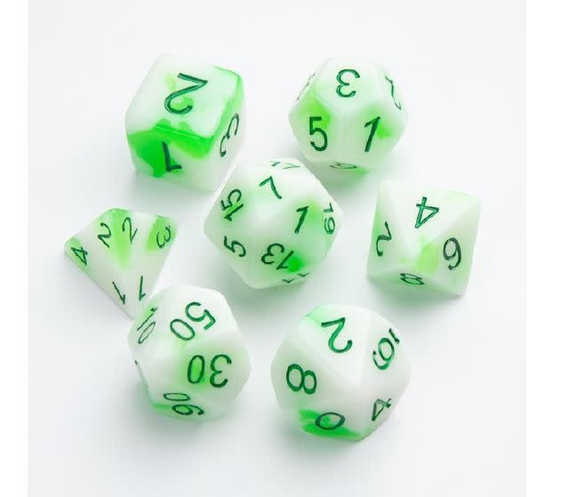 (Gamegenic) Glow Series RPG Set - 7 Piece Set - Toxic Stones - Jeuxjubes