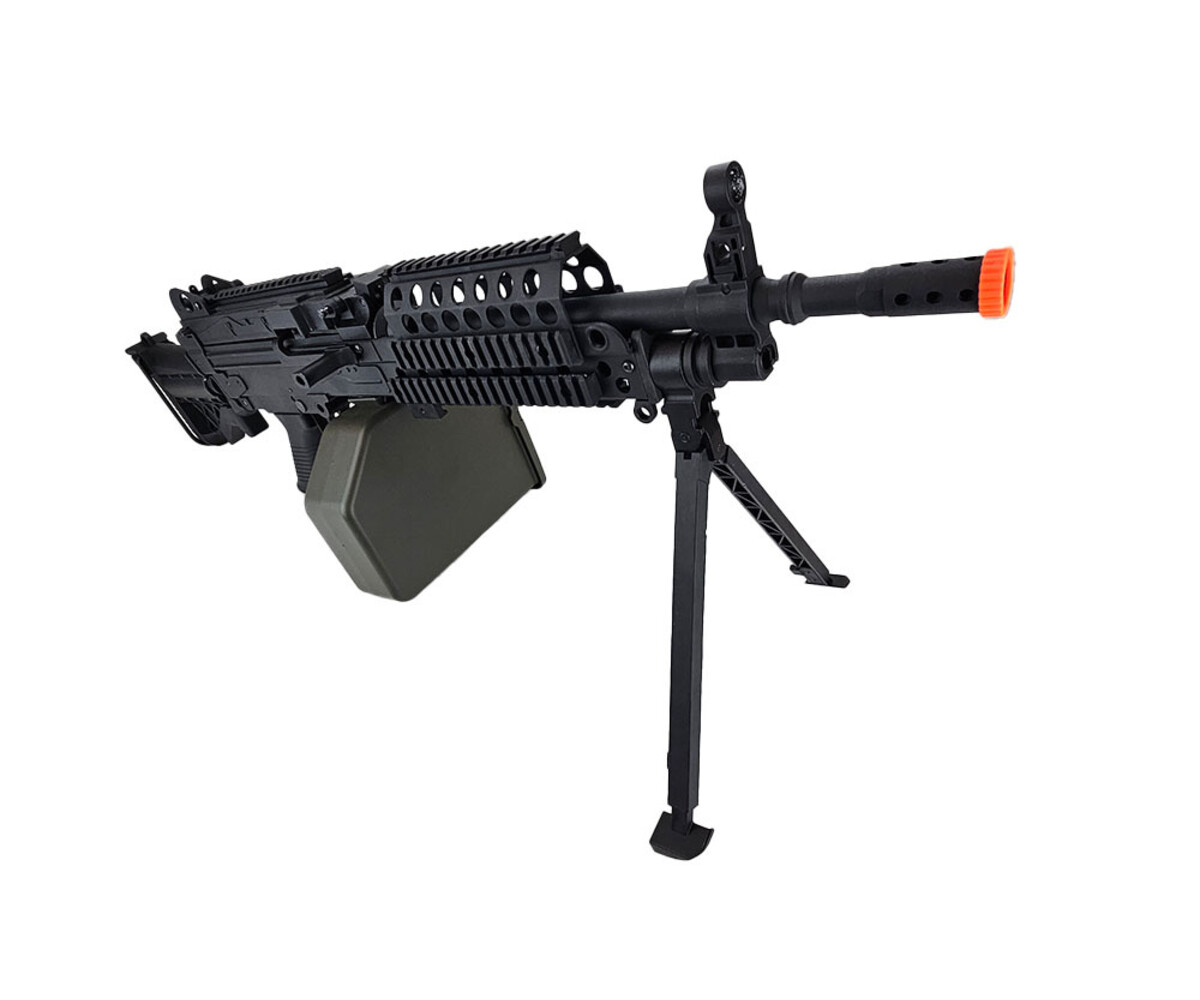 Cybergun FN Licensed M249 MINIMI "Featherweight" Airsoft Machine Gun MK46 350 FPS w/2500 rd box ...