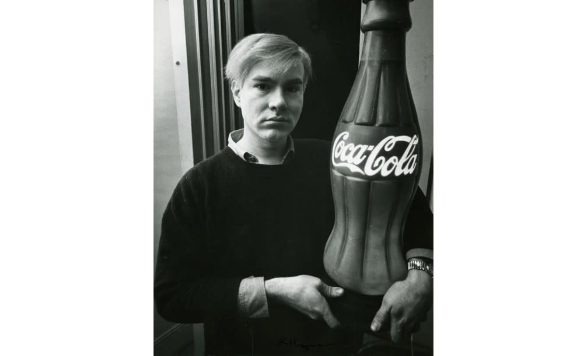 Andy Warhol with Coke Bottle, 1964 by Ken Heyman - Liss Gallery