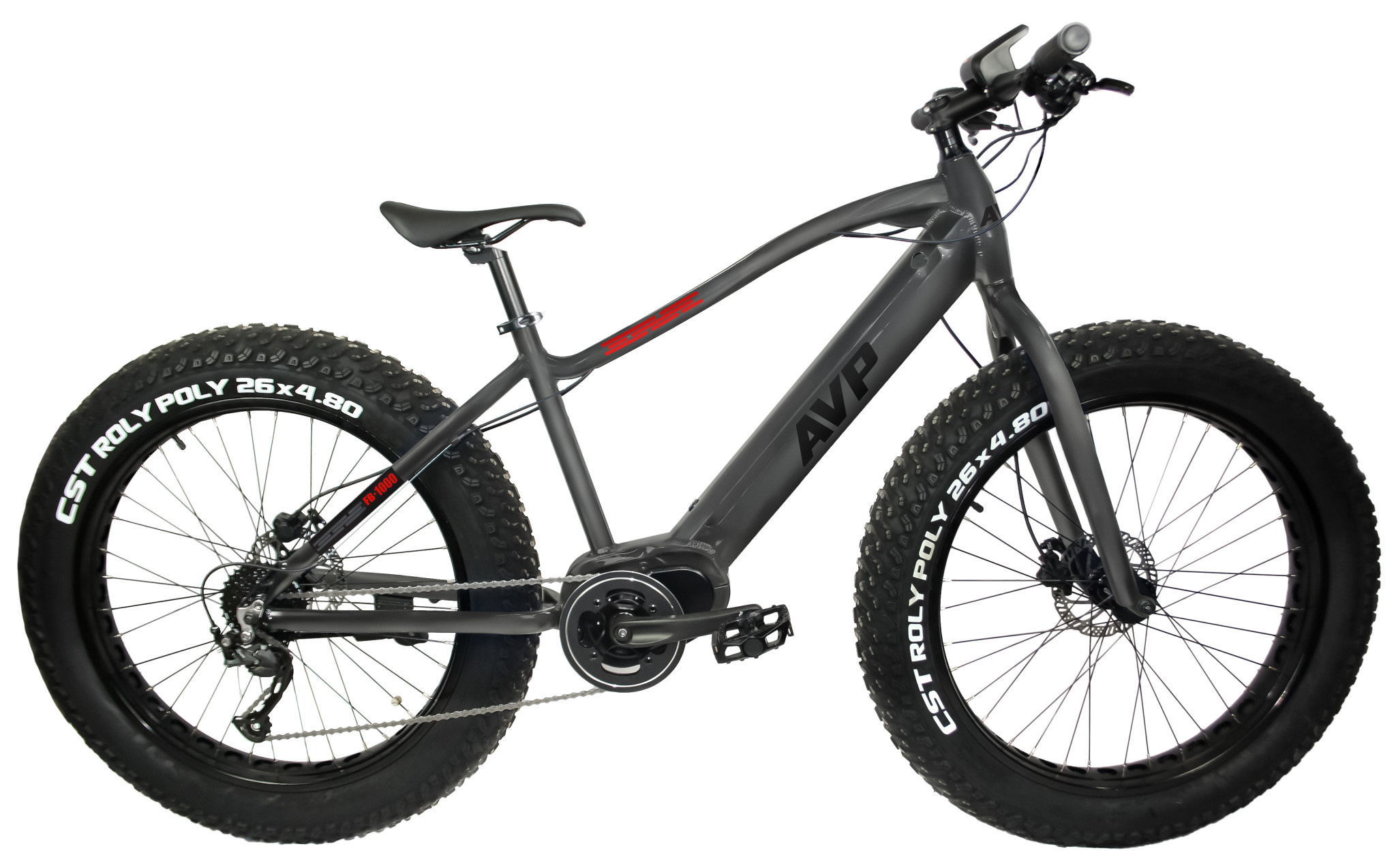 AVP FB-1000 charcoal-rouge fat bike électrique unisexe - Echo sports