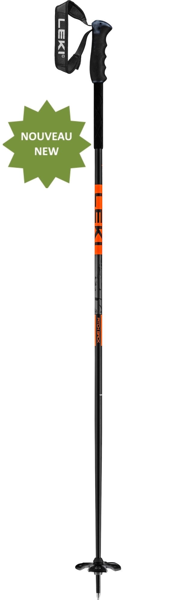 Leki Pitch Back alpine ski pole black-neon orange - Echo Sports