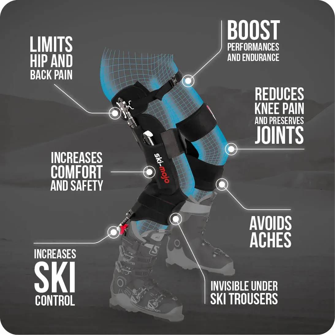 Location Ski-Mojo ski alpin exosquelette pour genou or 75kg + - Echo sports