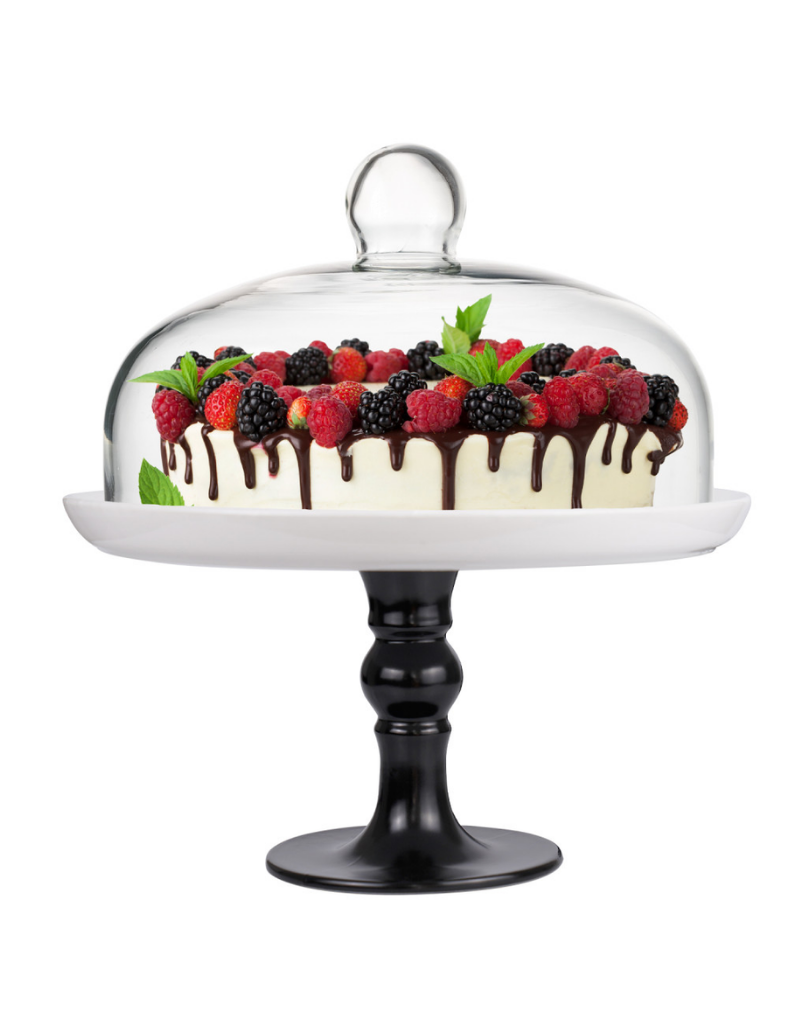 Cloche à gâteau 25cm sur pied noir - Boutique C'est Louche