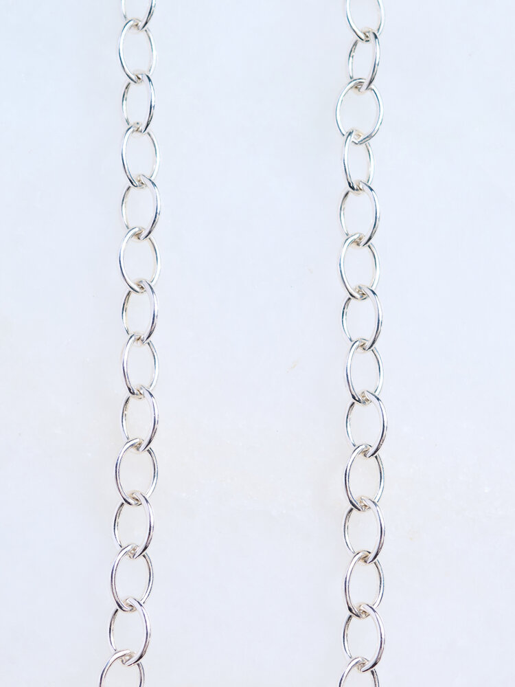 Sterling Flat Cable Vignette Chain - - Kiki