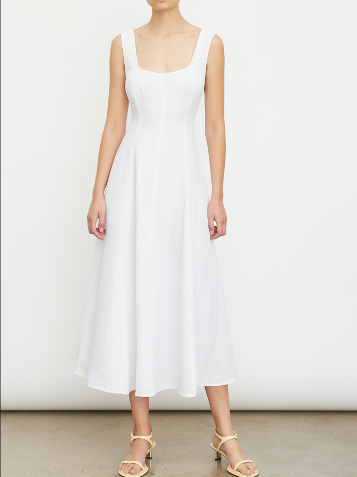 Panelled Scoop Neck Dress - Off White - Kiki
