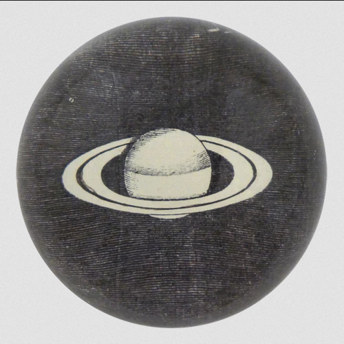 Dome Paperweight - Saturn (Black & White) - Kiki