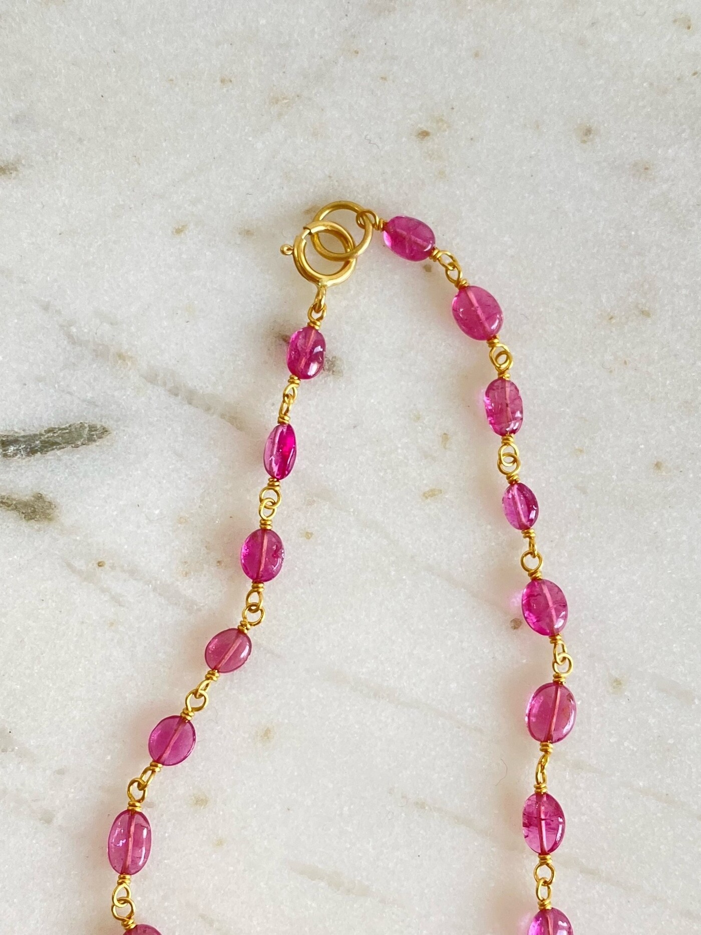 Spun Sugar Necklace - Rubellite & Brown Mali Garnet - Kiki
