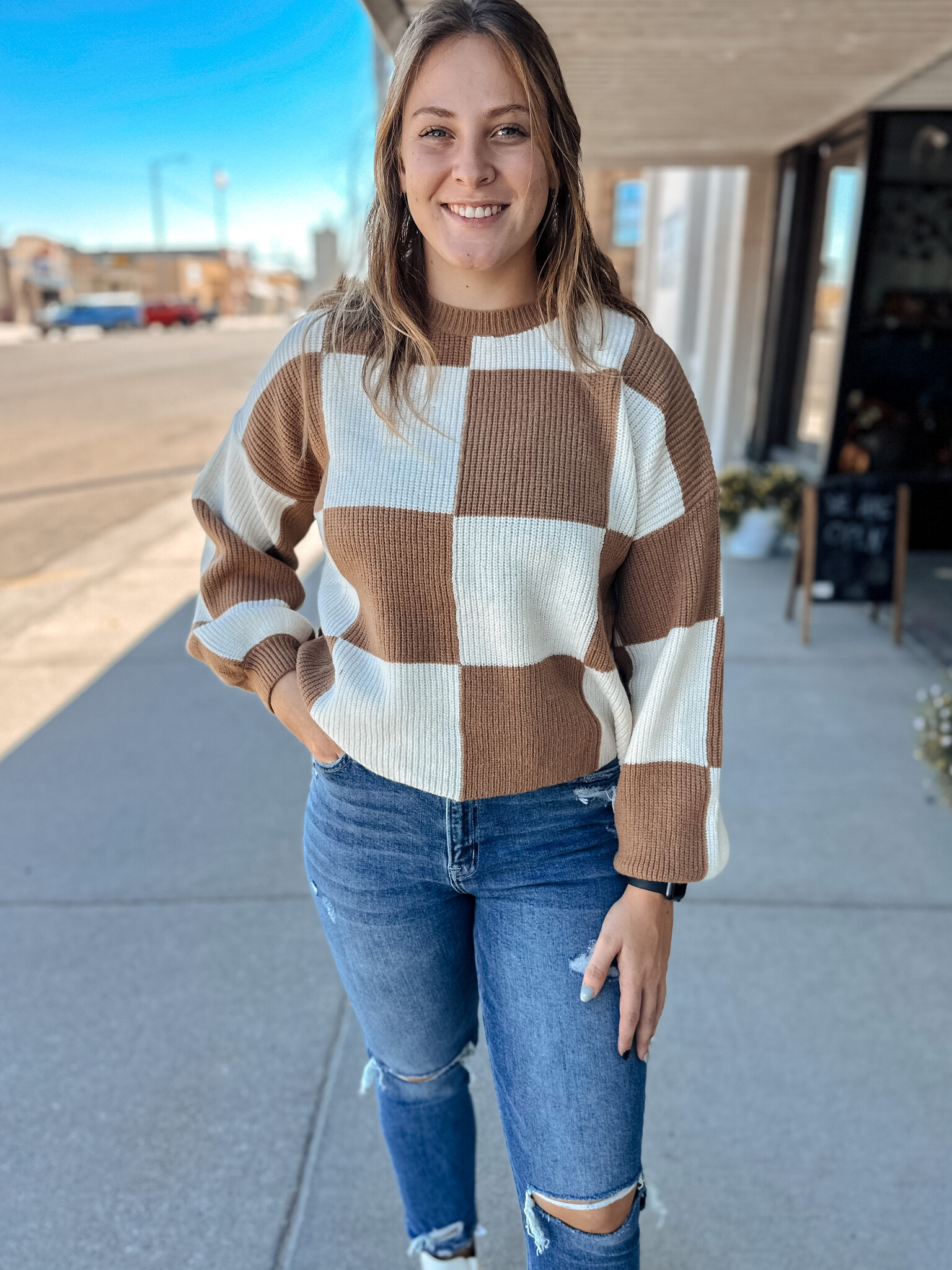 Checkered Sweater - 509 Broadway