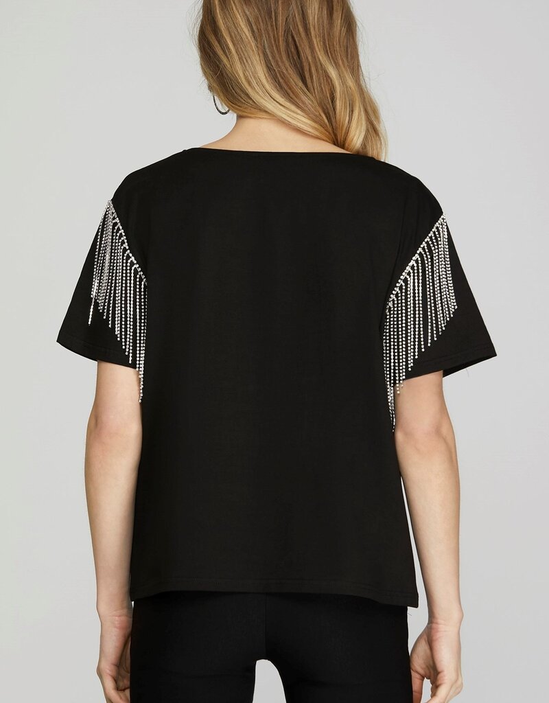 Rhinestone Fringe Top - 509 Broadway