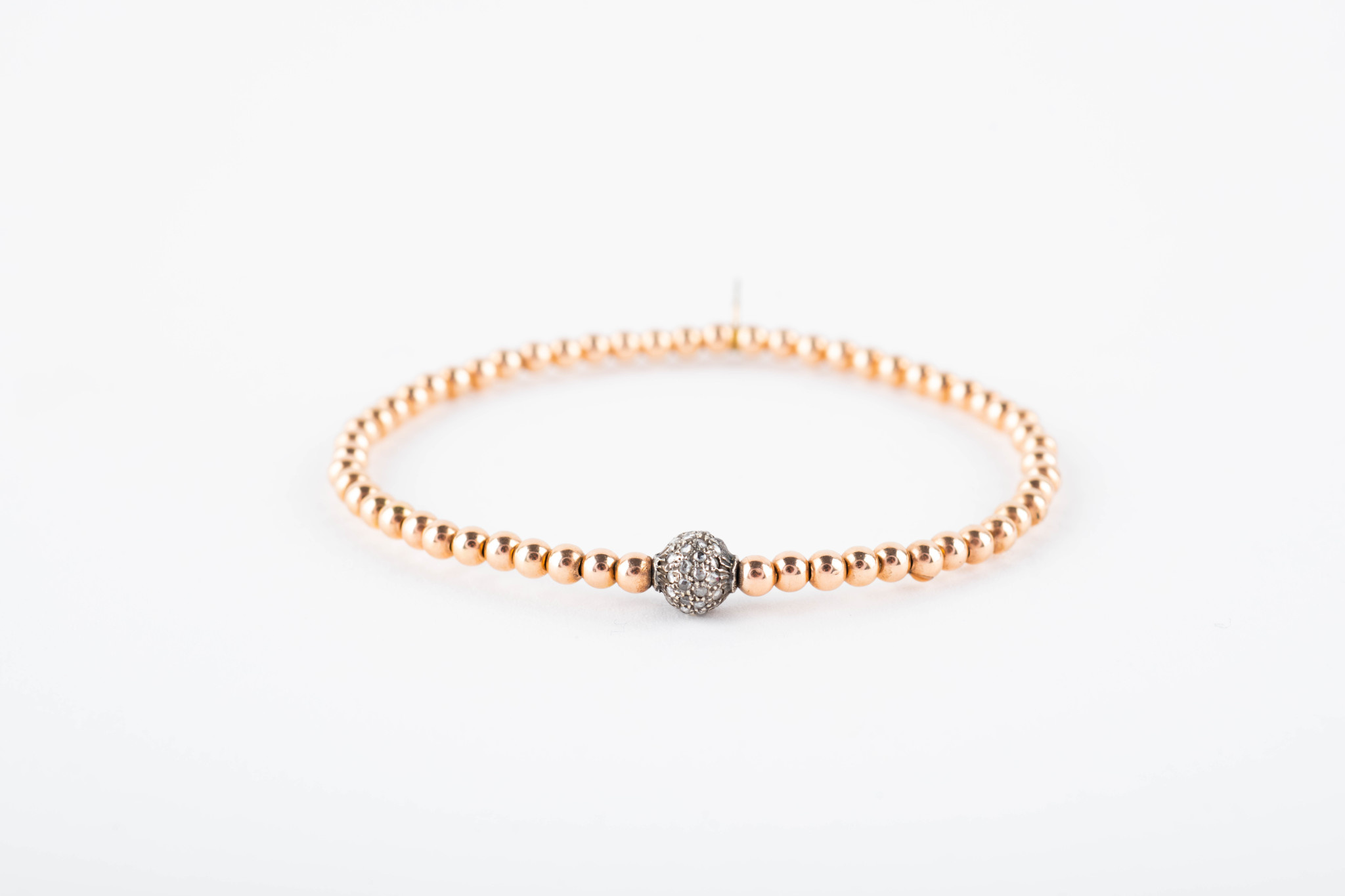 Mina Danielle Rose Gold Beaded Stacking with 8mm Oxidized Diamond Bead ...