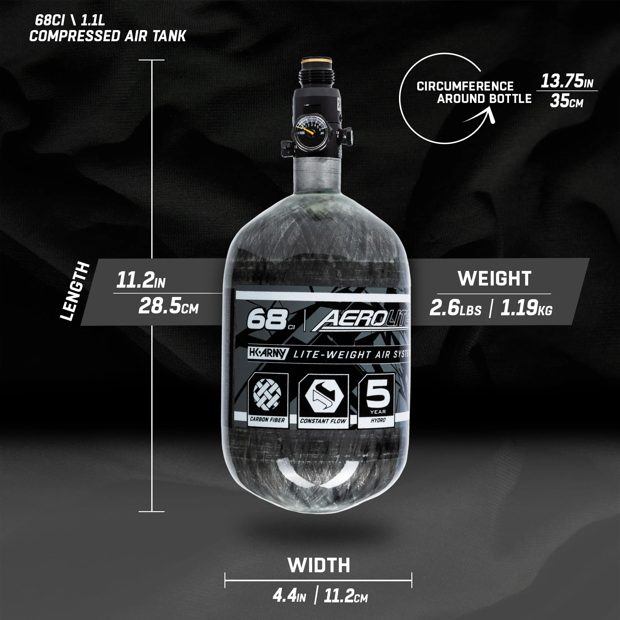 Aerolite Carbon Fiber Tank - 68ci / 4500psi - Clear - SMPR Tacitical Outdoor