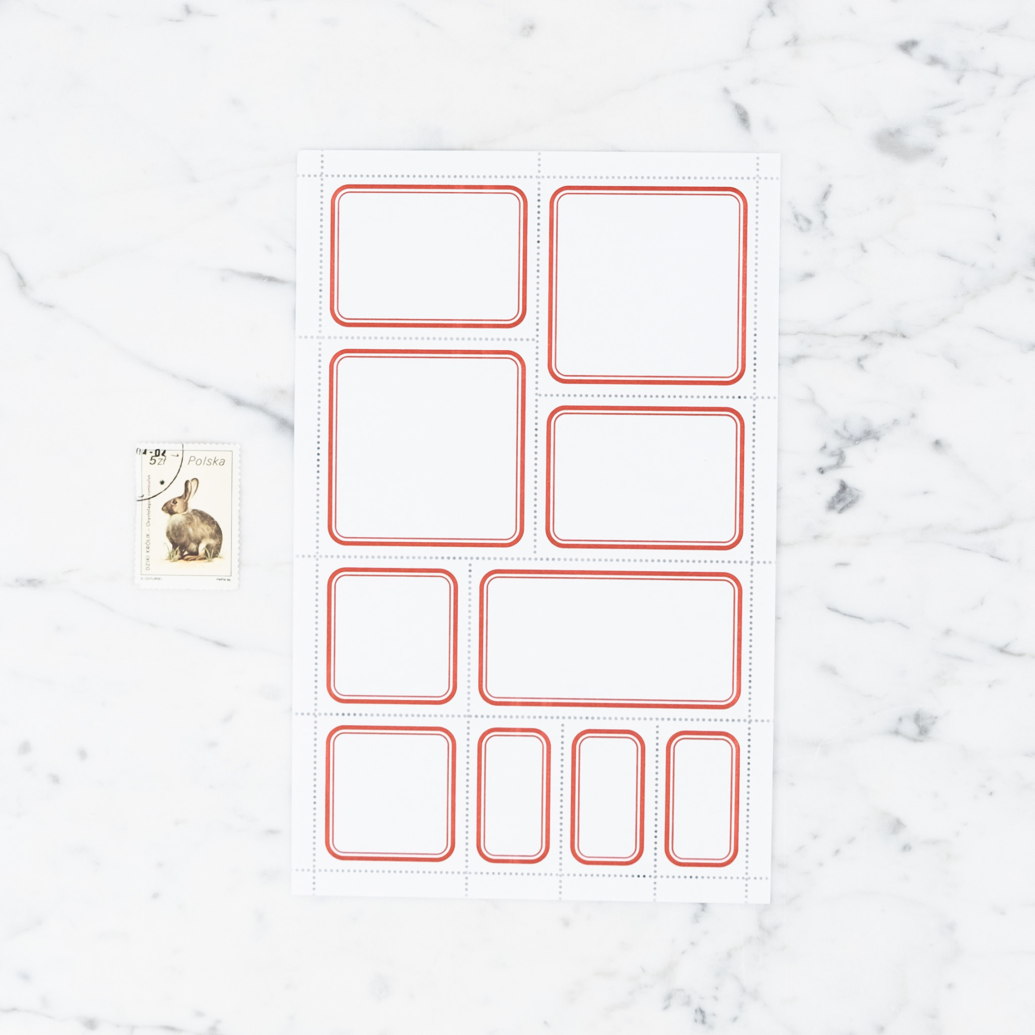 Blank Perforated Stamp Label Sheet - Red - Round Corners - The Foundry ...