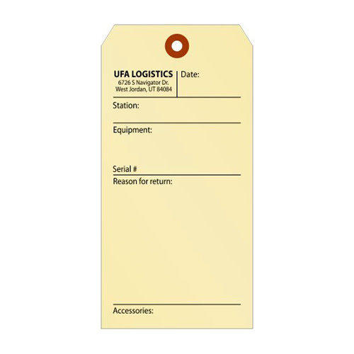 Logistics Return Tag (Pk/25) - Unified Fire Authority
