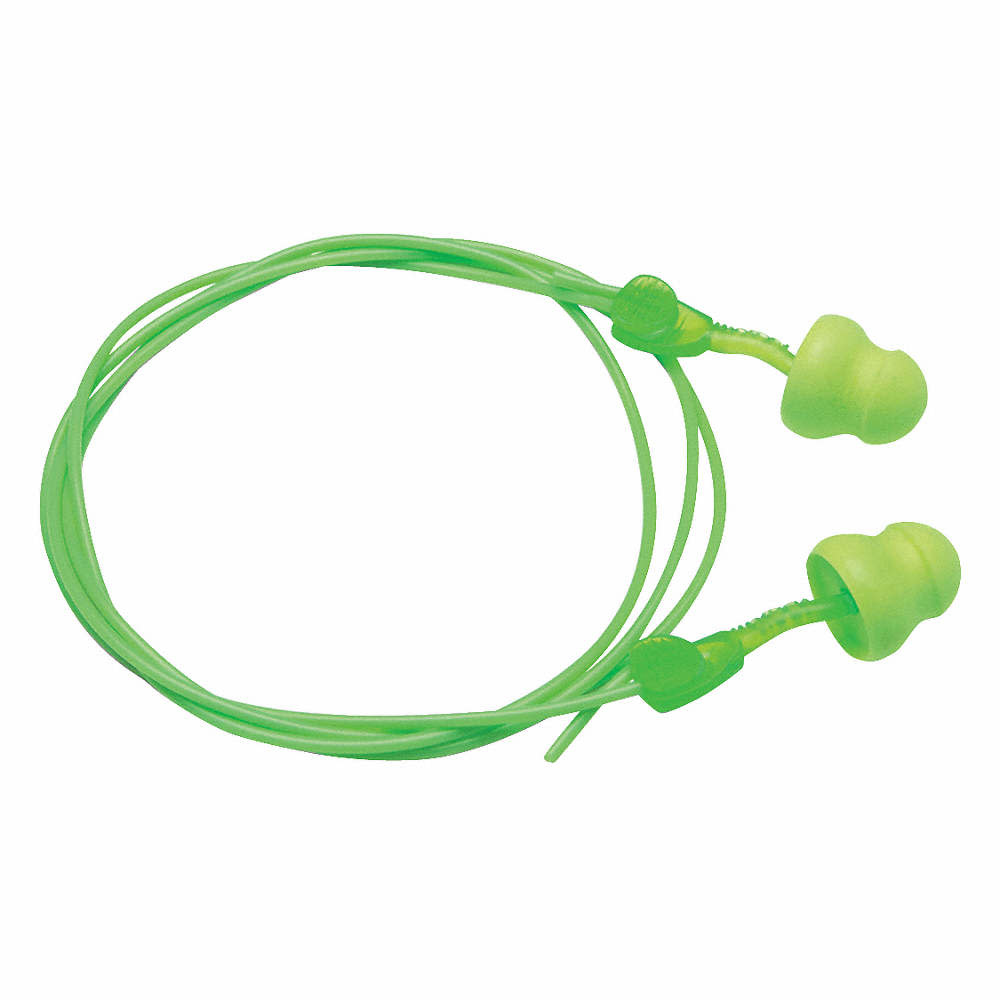 Disposable Ear Plugs, Corded, Green, 10/pk - Unified Fire Authority