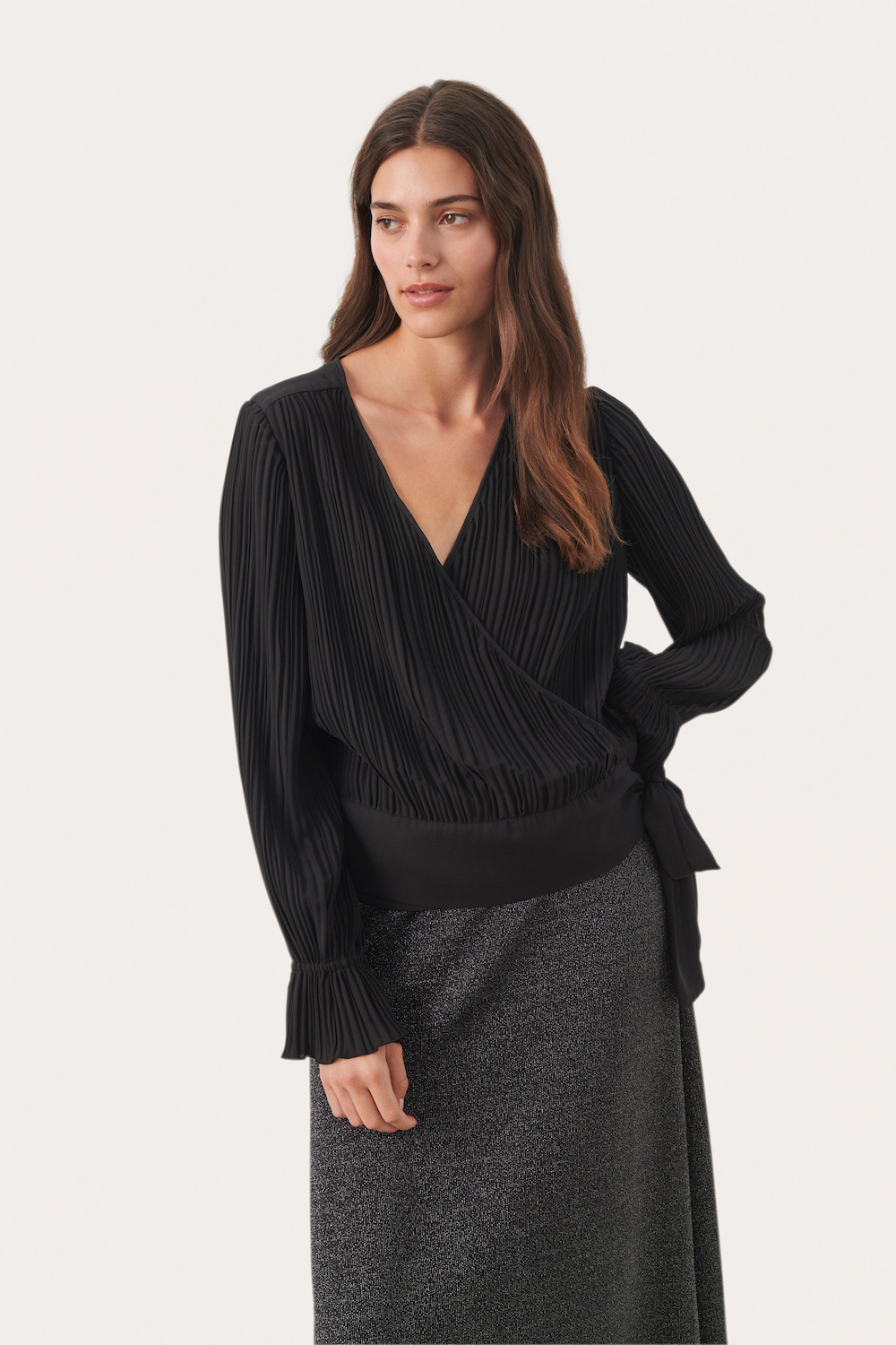 Danine Plisse Wrap Blouse - Adorn Boutique