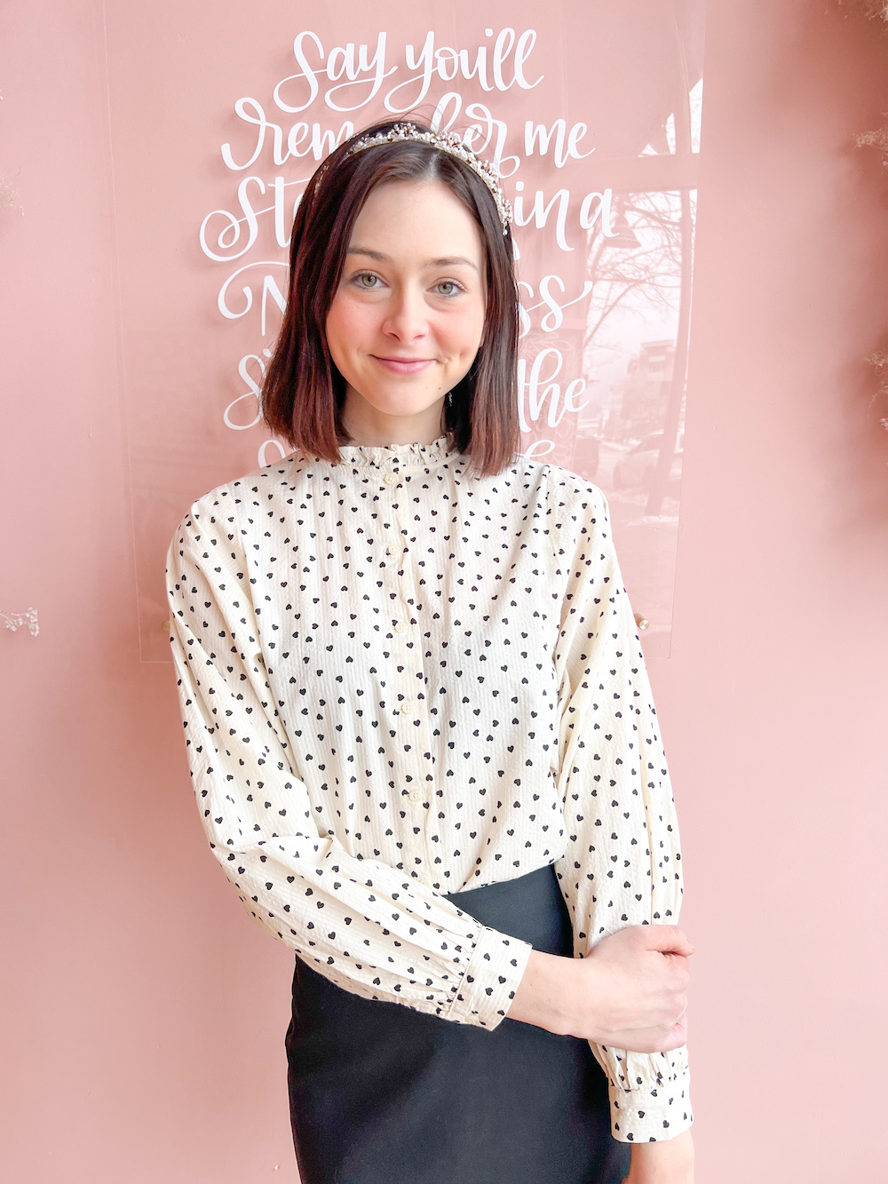 Win Heart Print Cotton Blouse - Adorn Boutique