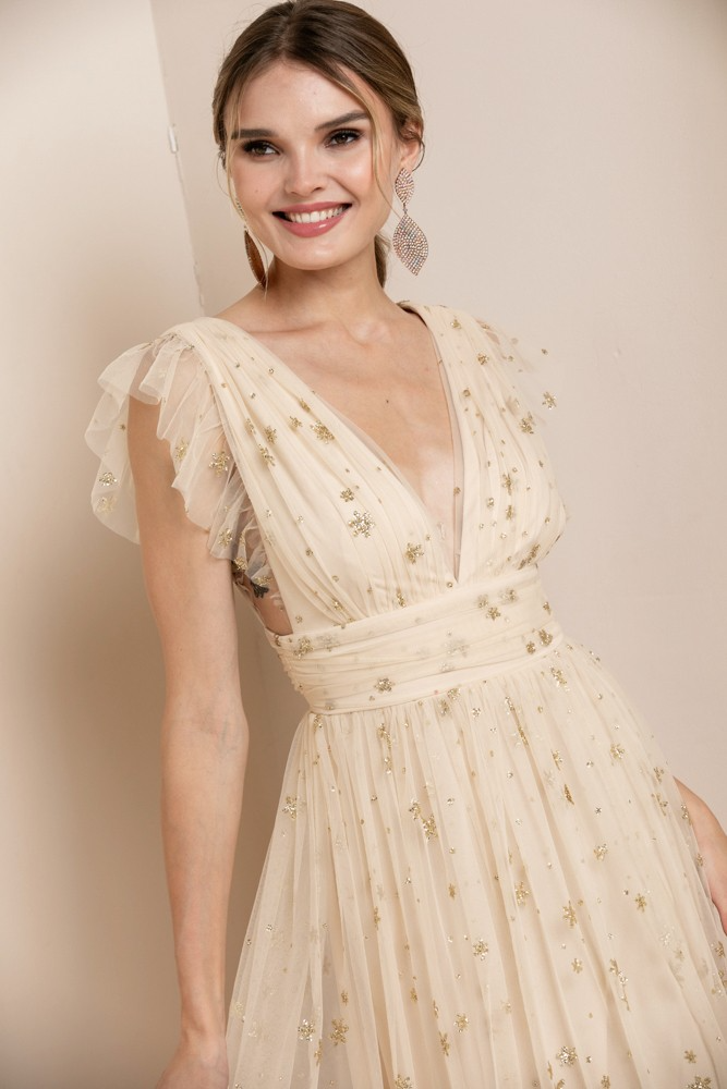 Star Maxi Dress in Gold - Adorn Boutique