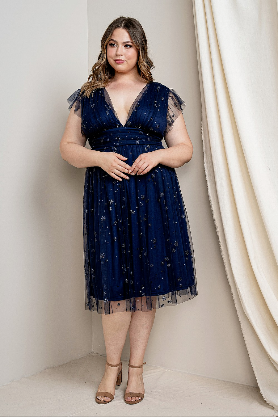 Star Midi Dress in Navy - Adorn Boutique