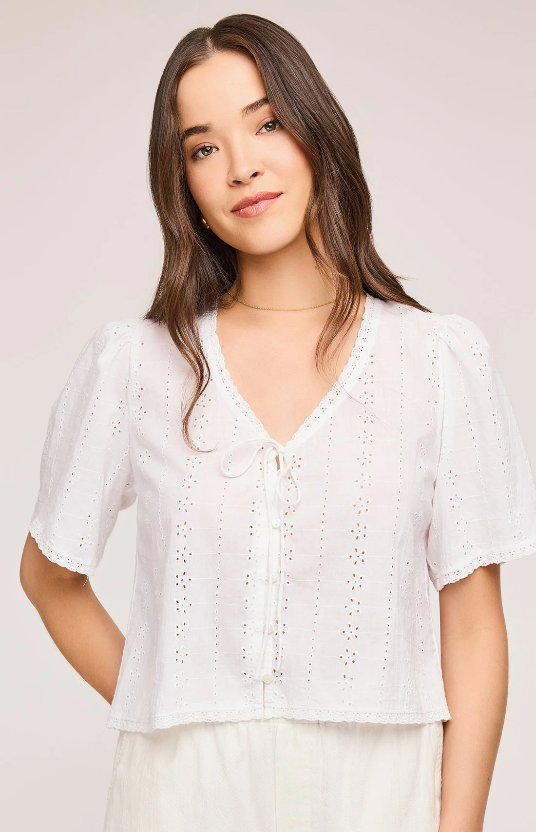 Jessa Eyelet Blouse - Adorn Boutique