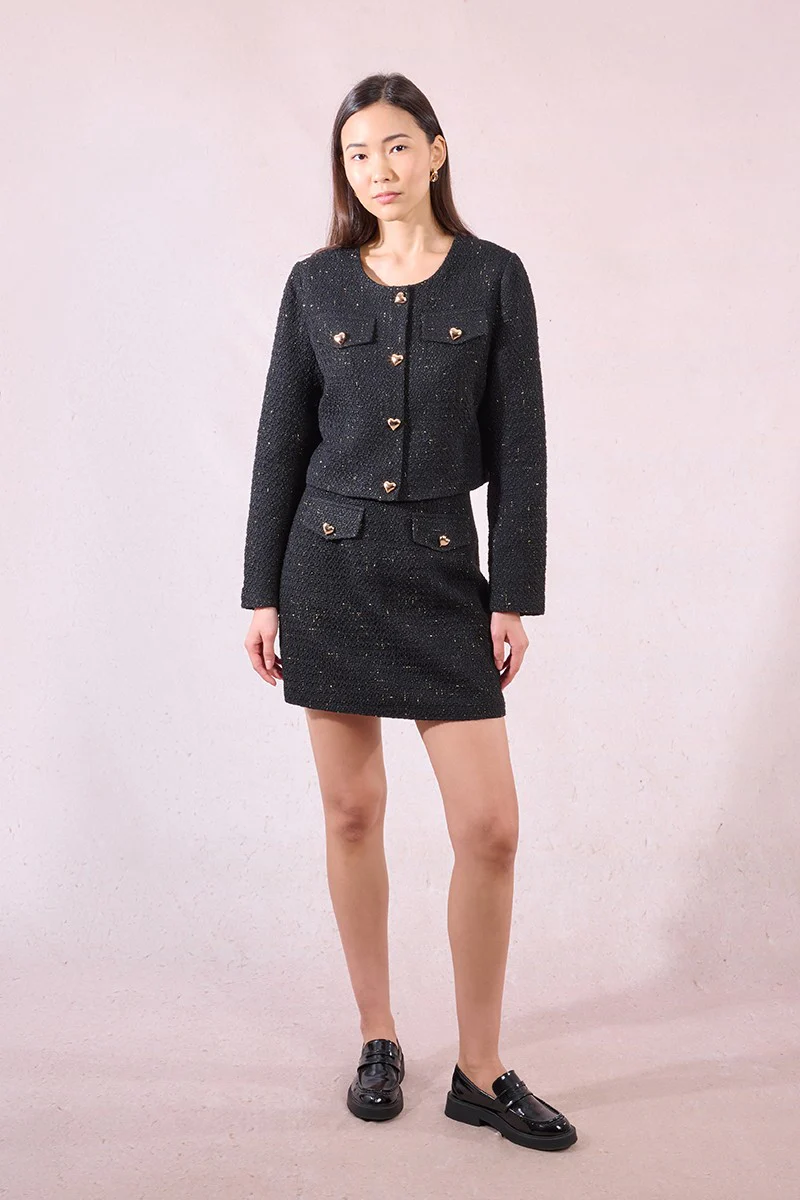 Gabby Jacket in Black Tweed - Adorn Boutique