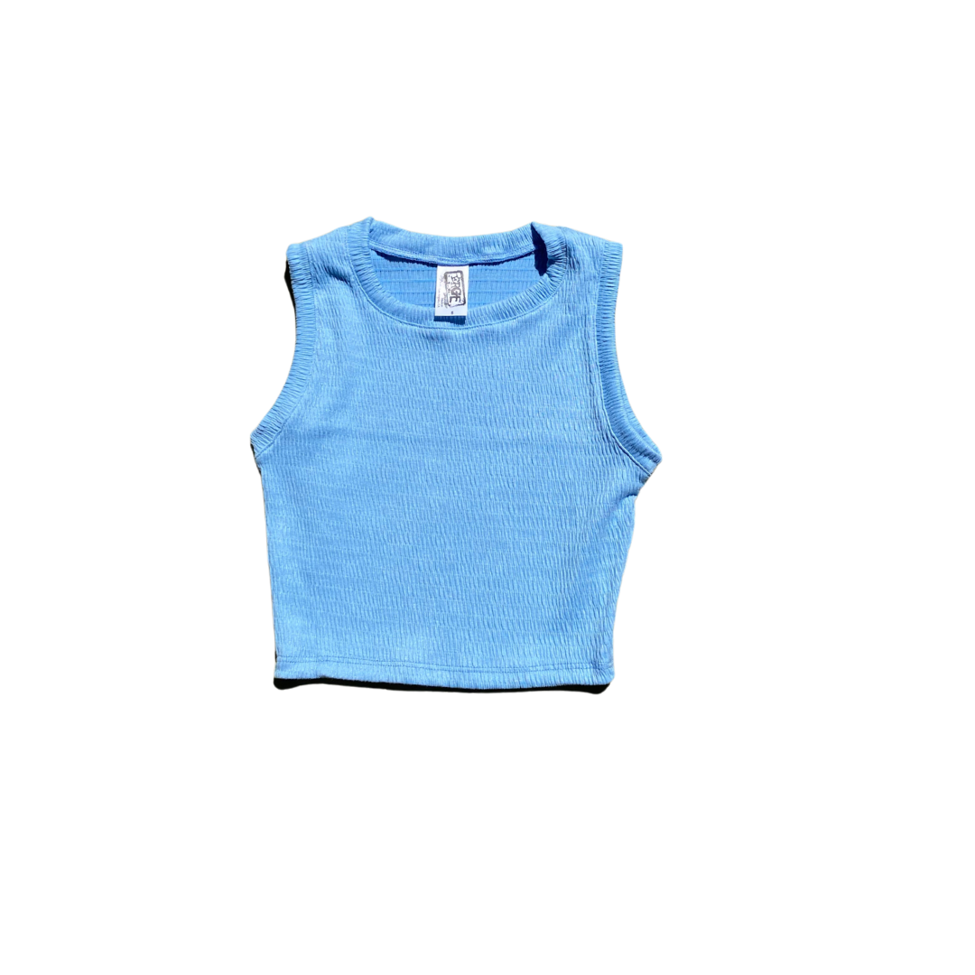 SMOCKING KNIT TANK-BLUE - Beyond The Rainbow