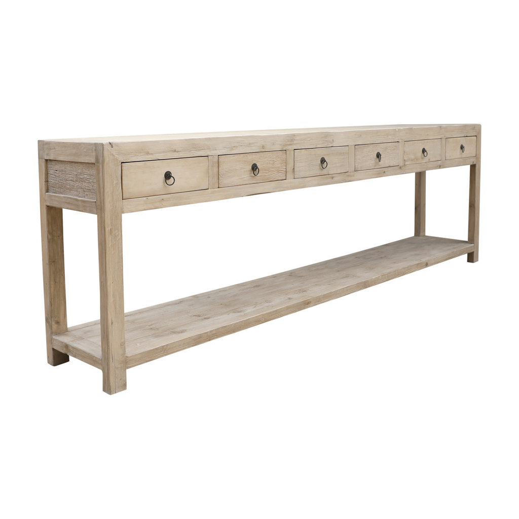 6 Drawer Pine Console Table - Thrive Interiors and Design