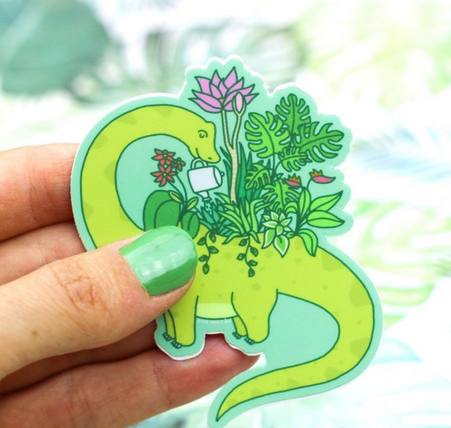 Leafy Brontosaurus Vinyl Sticker - Becca