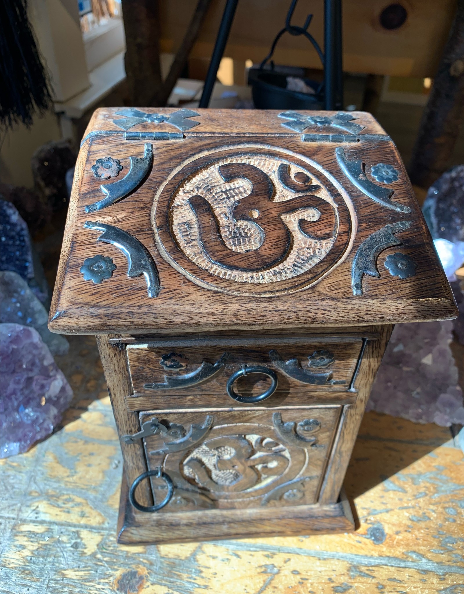 Om Carved Herb Chest - Becca