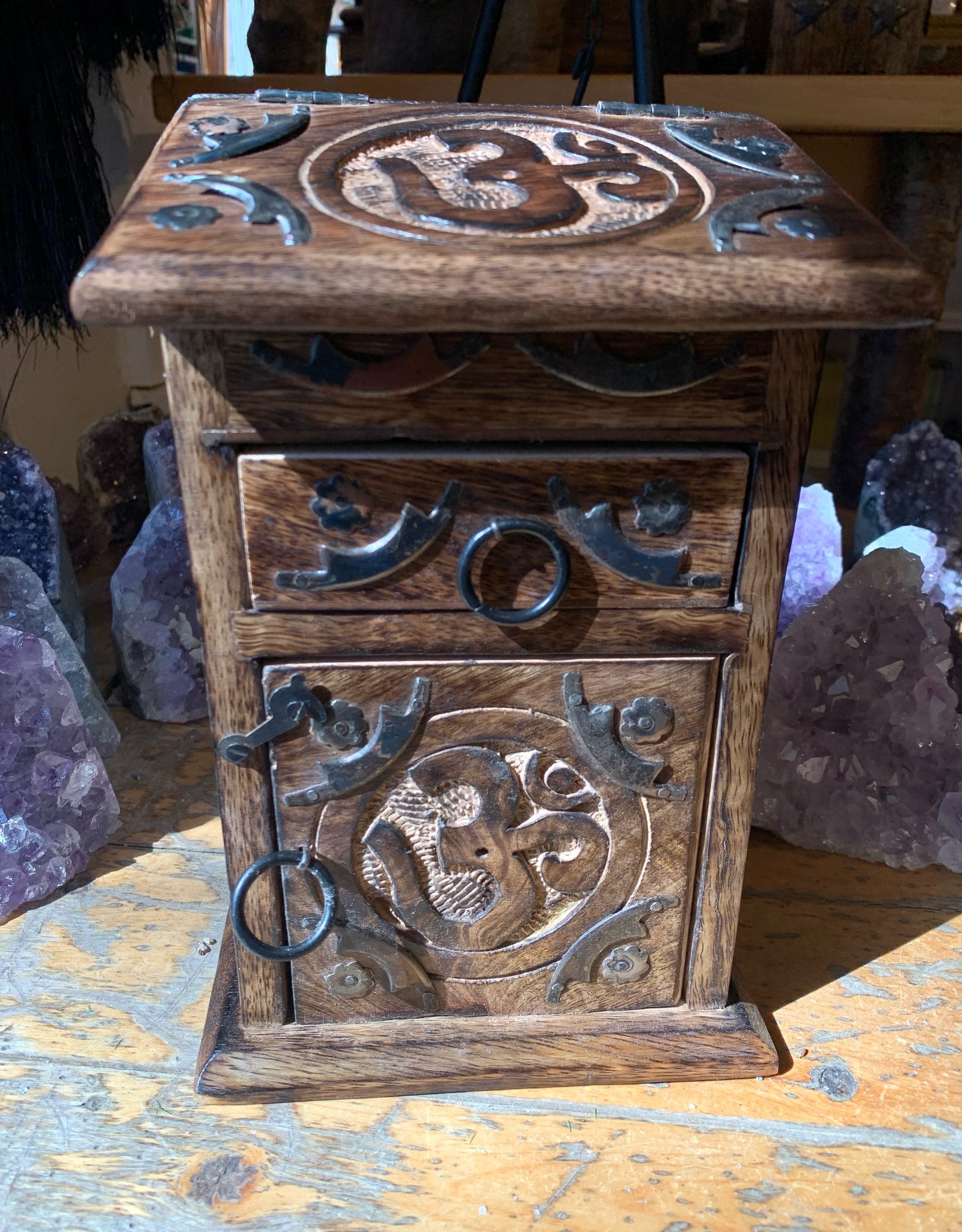 Om Carved Herb Chest - Becca