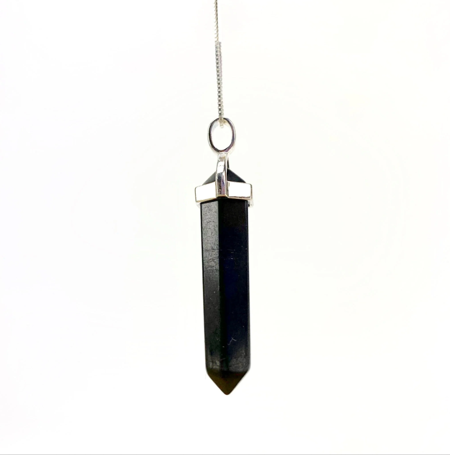 Shungite Doubleterm Point Pendant | 40-45mm | Russia - Becca