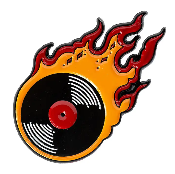 -Flaming Vinyl Record Enamel Pin - Becca