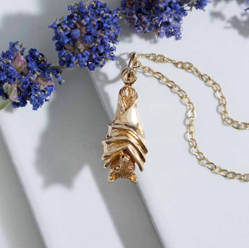 18 Inch Hanging Bat Necklace | Bronze/Gold Filled - Becca