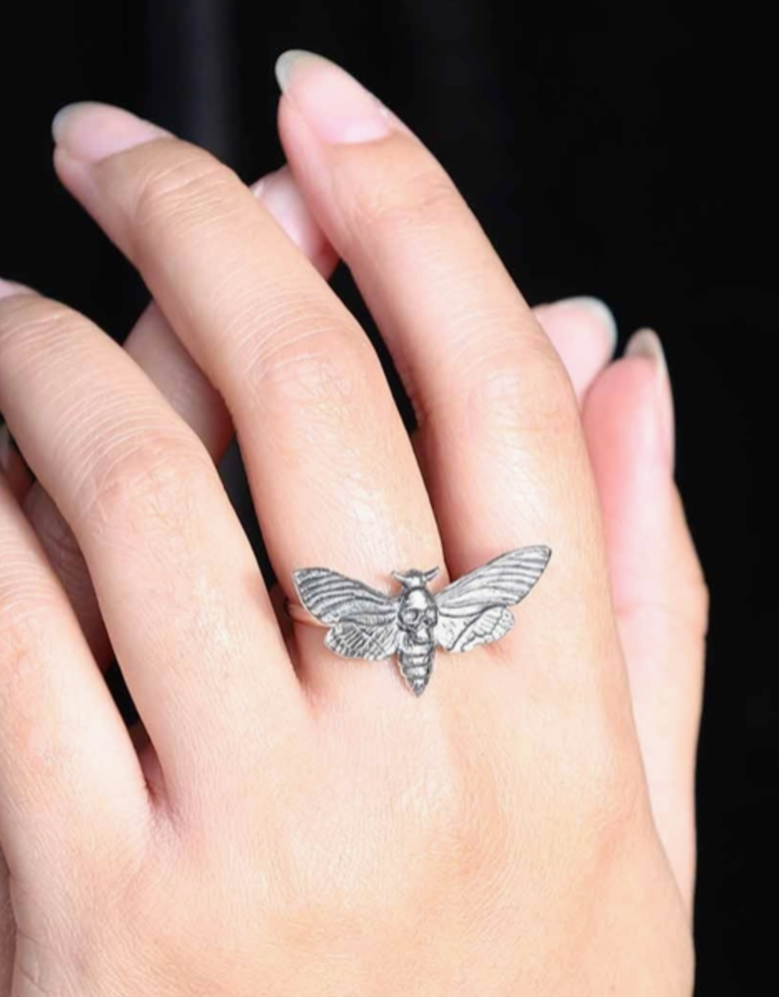 Realistic Deaths Head Moth Ring | Sterling Silver | - Becca