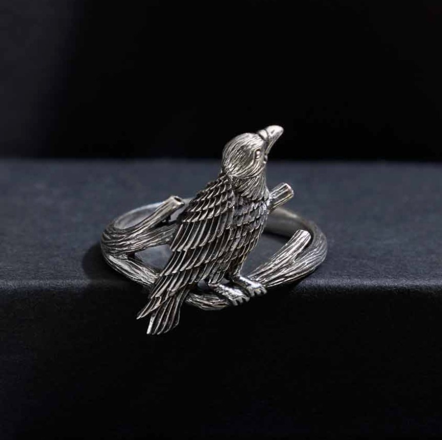 Sterling Silver Raven Ring | - Becca