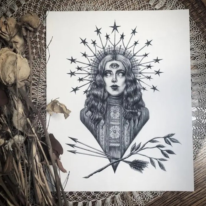 The Oracle Fine Art Print - Gothic Illustration 8x10 - Becca