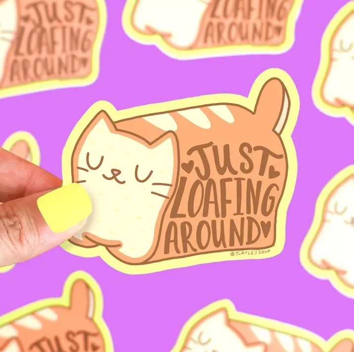 -Just Loafing Around Cat Pun Funny Laptop Vinyl Sticker - Becca