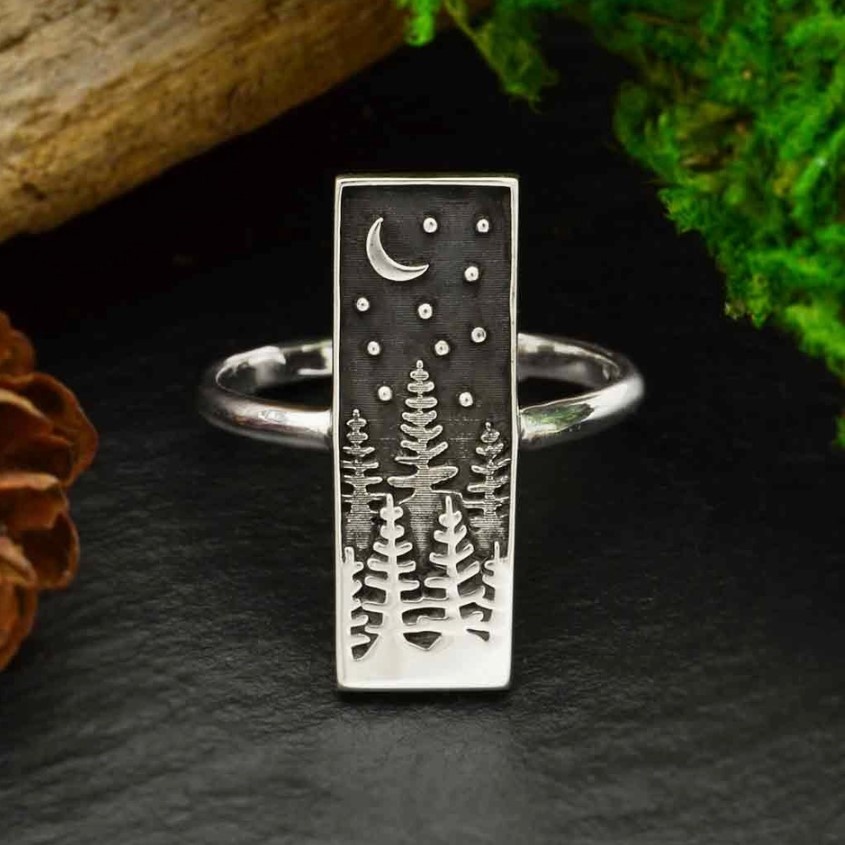 *Layered Trees Rectangle Ring | Silver | 7 - Becca