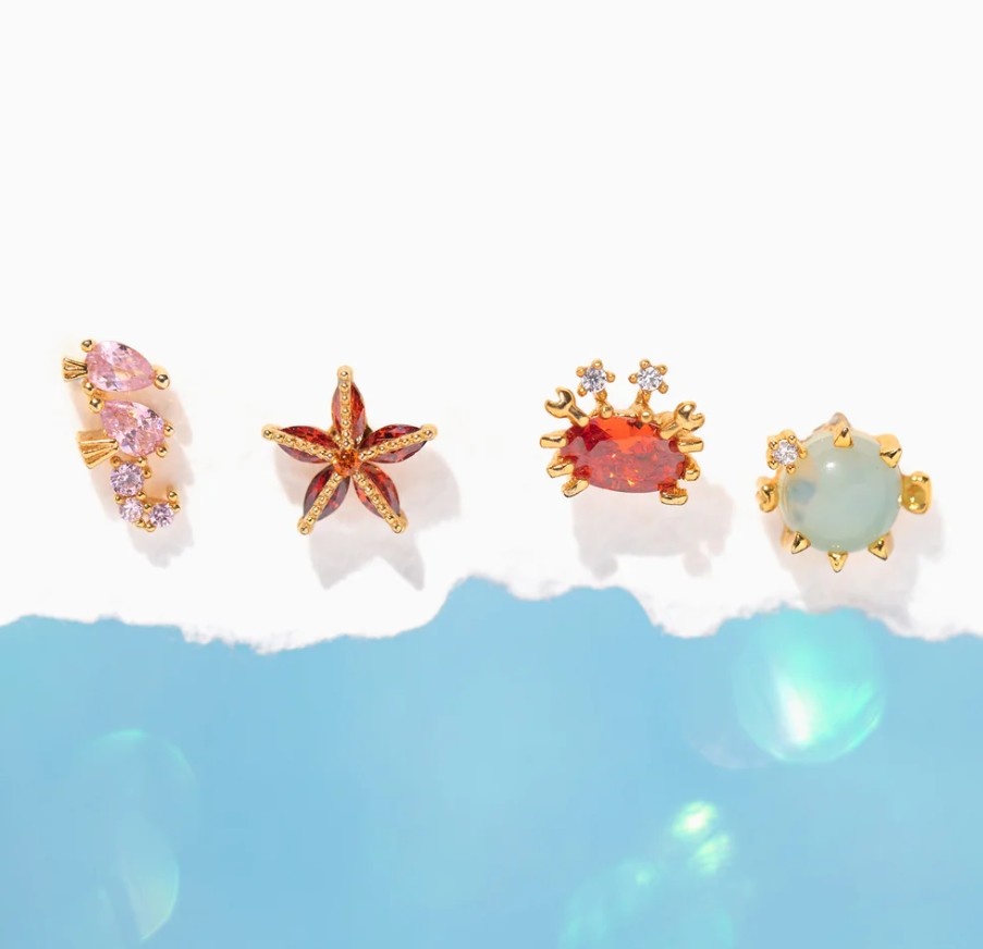 *Under the sea stud set - gold - Becca