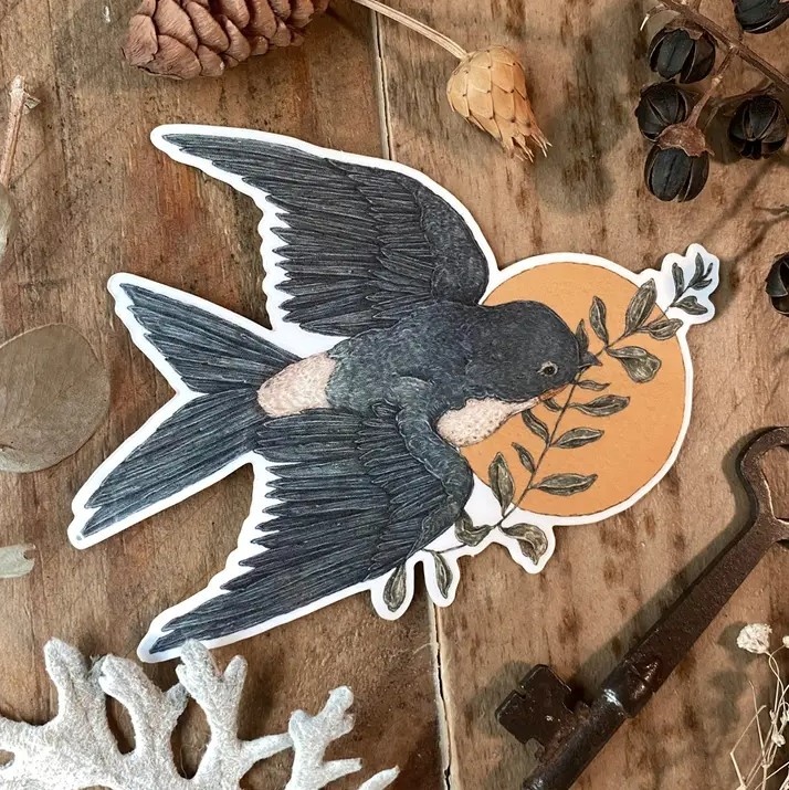 -3.5" X 3.3" Tree Swallow Semi-Transparent Sticker - Becca