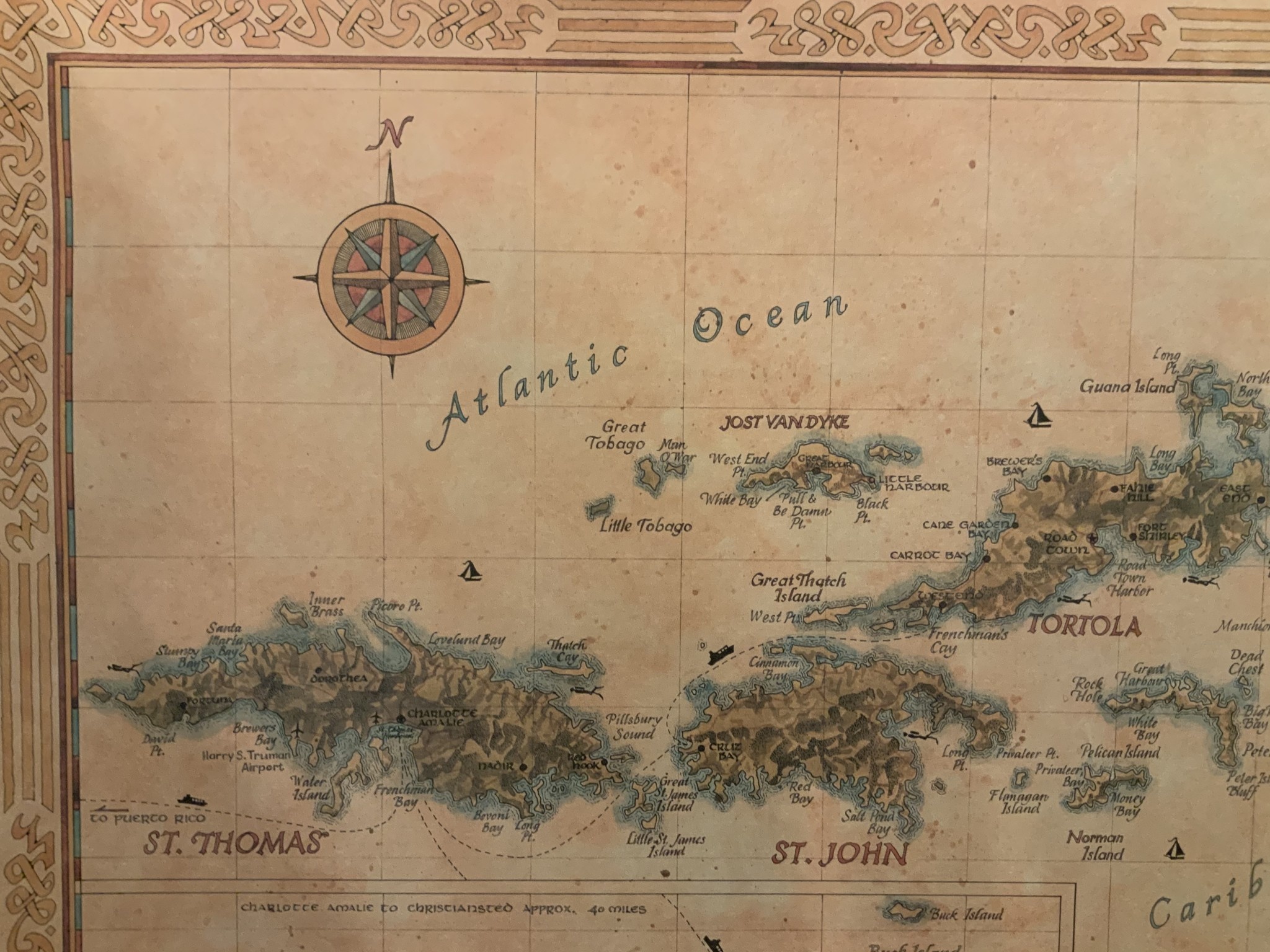 Fine Art Giclee Map of the Virgin Islands - South Pointe Vintage