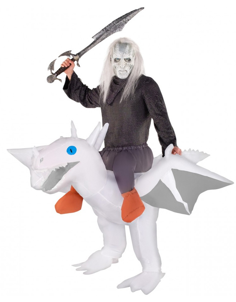 Ride On White Dragon Inflatable - Adult - Party On!