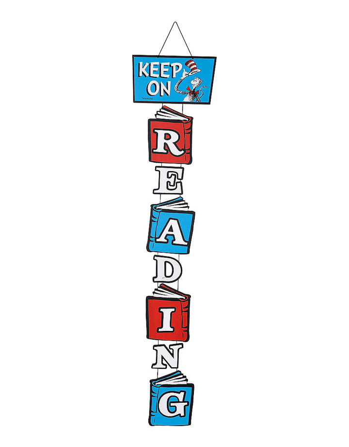 Dr. Seuss Hats Off To Reading Door Sign - Party On!