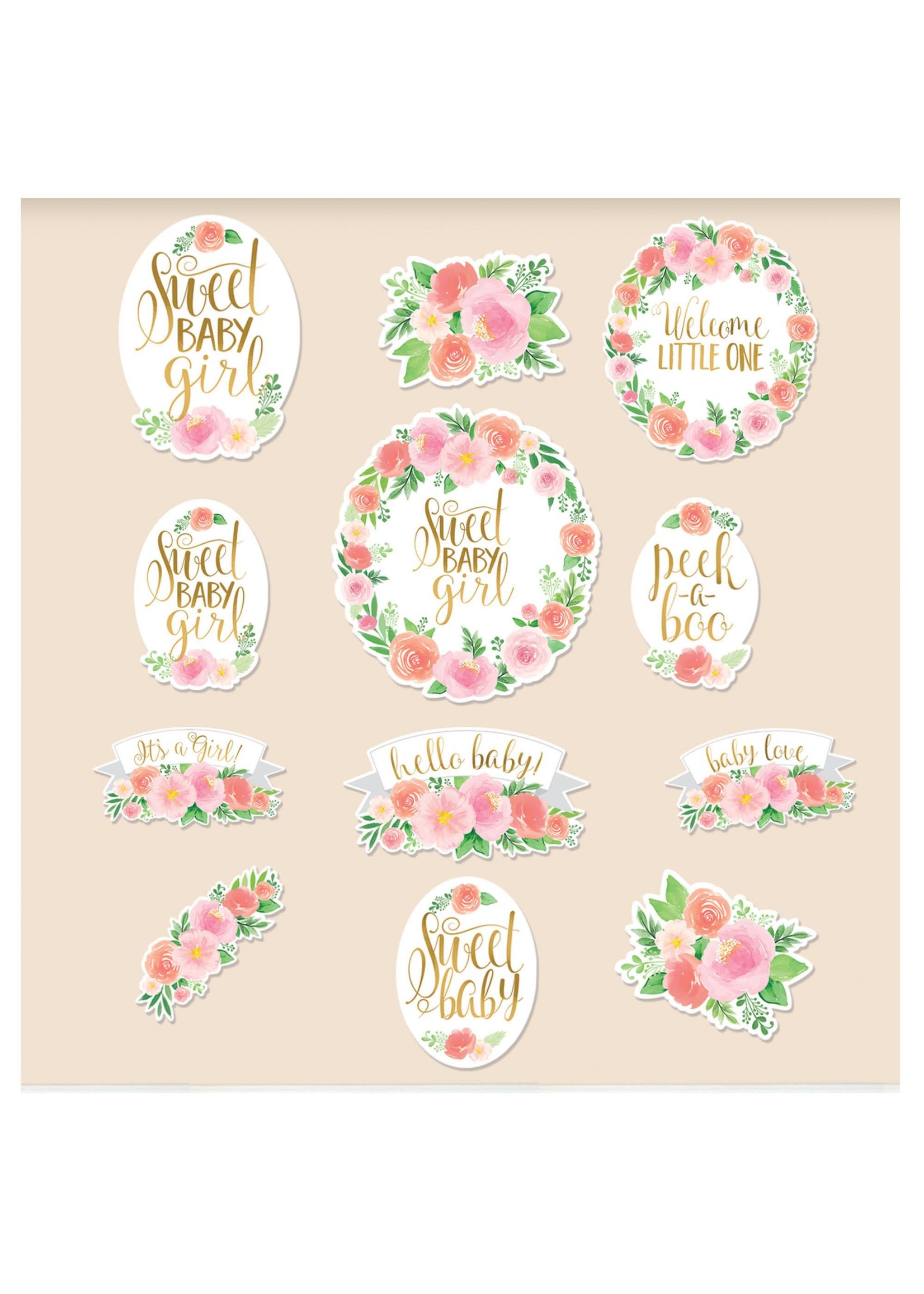 Floral Baby Cutouts - 12ct - Party On!