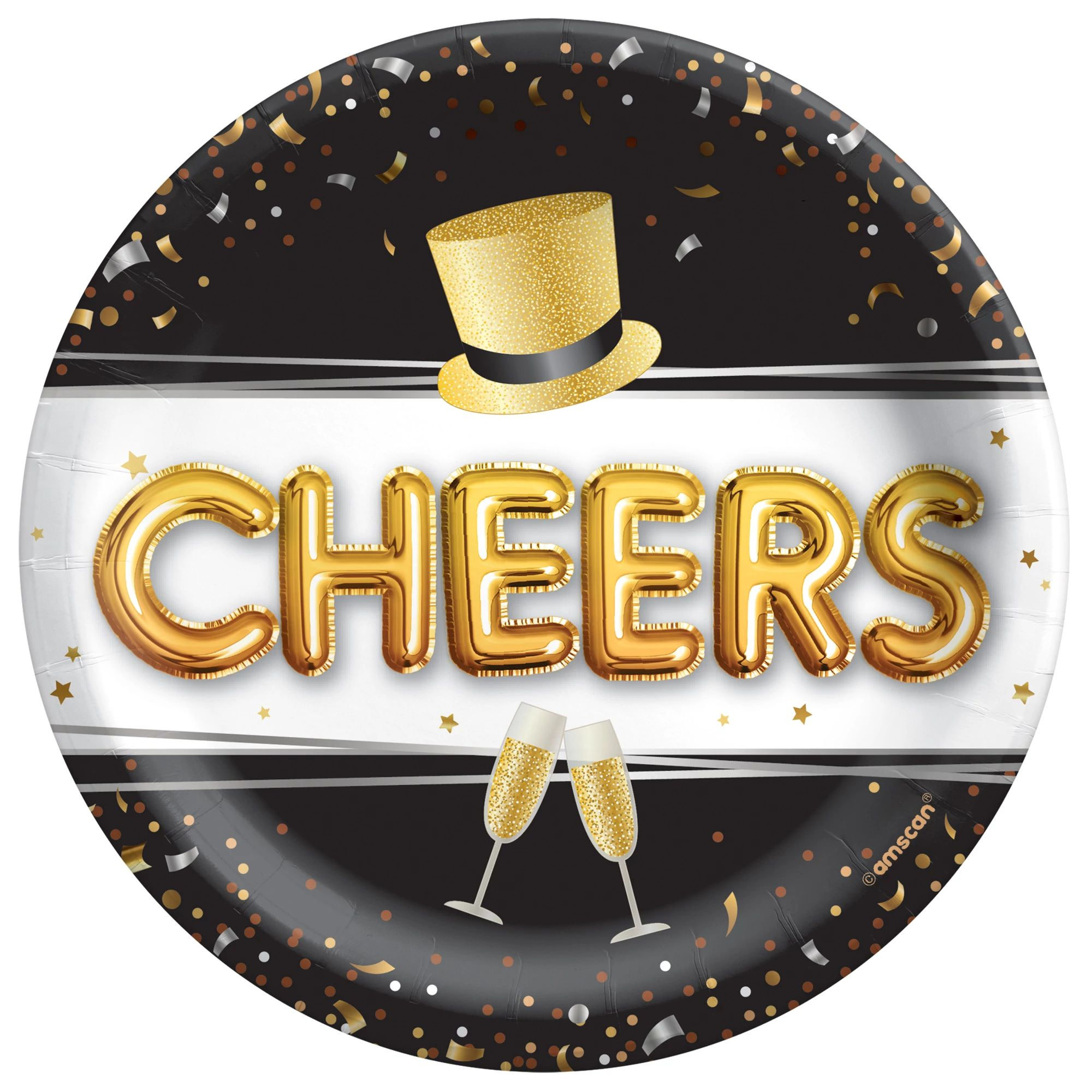 Pop Clink Cheers 6 3/4" Round Plates - 50ct - Party On!