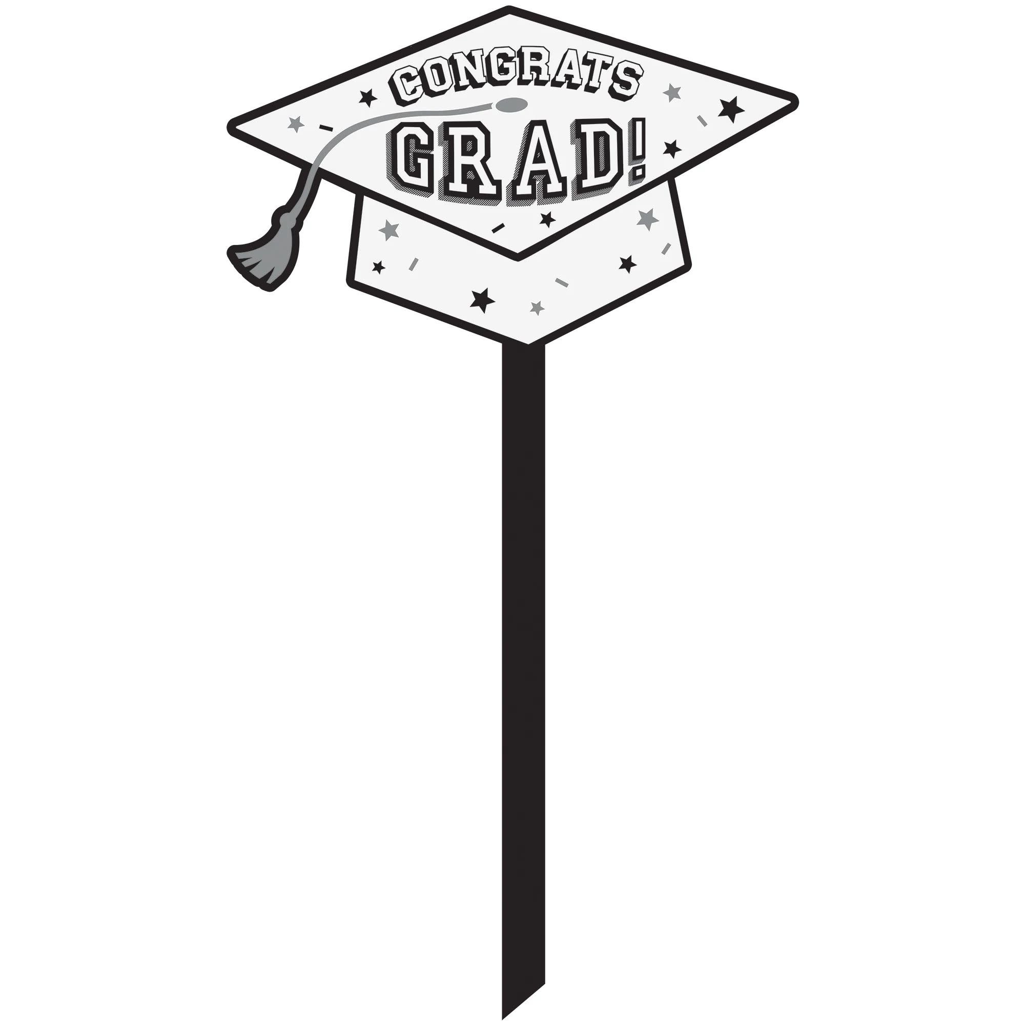 LAWN SIGN GRAD WHITE Party On 