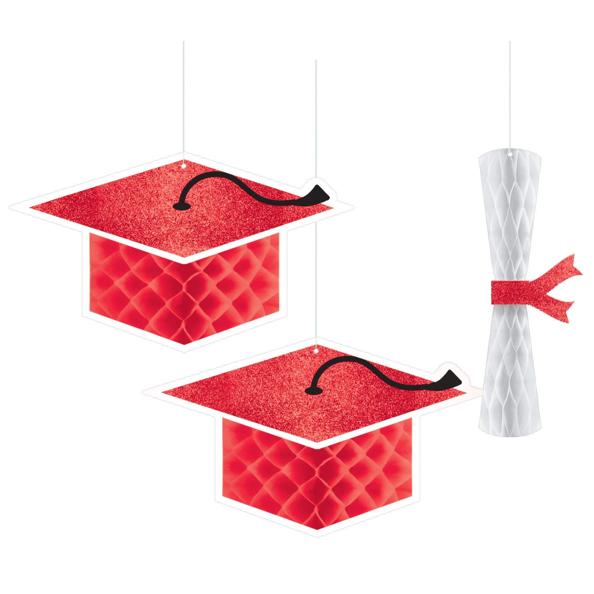 Red Grad Honeycomb Hanging Decorations - Party On!