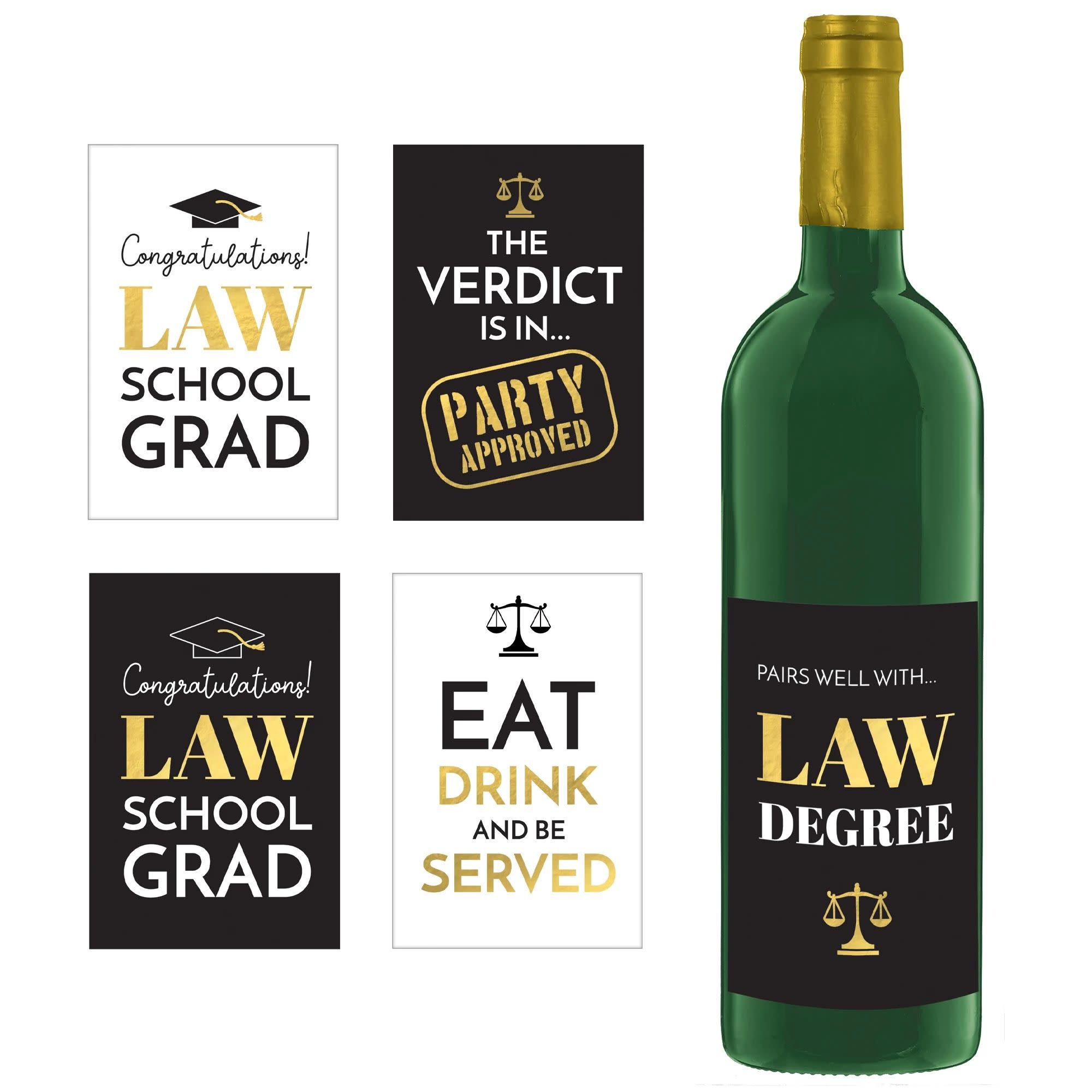 Law School Grad Bottle Labels - Party On!